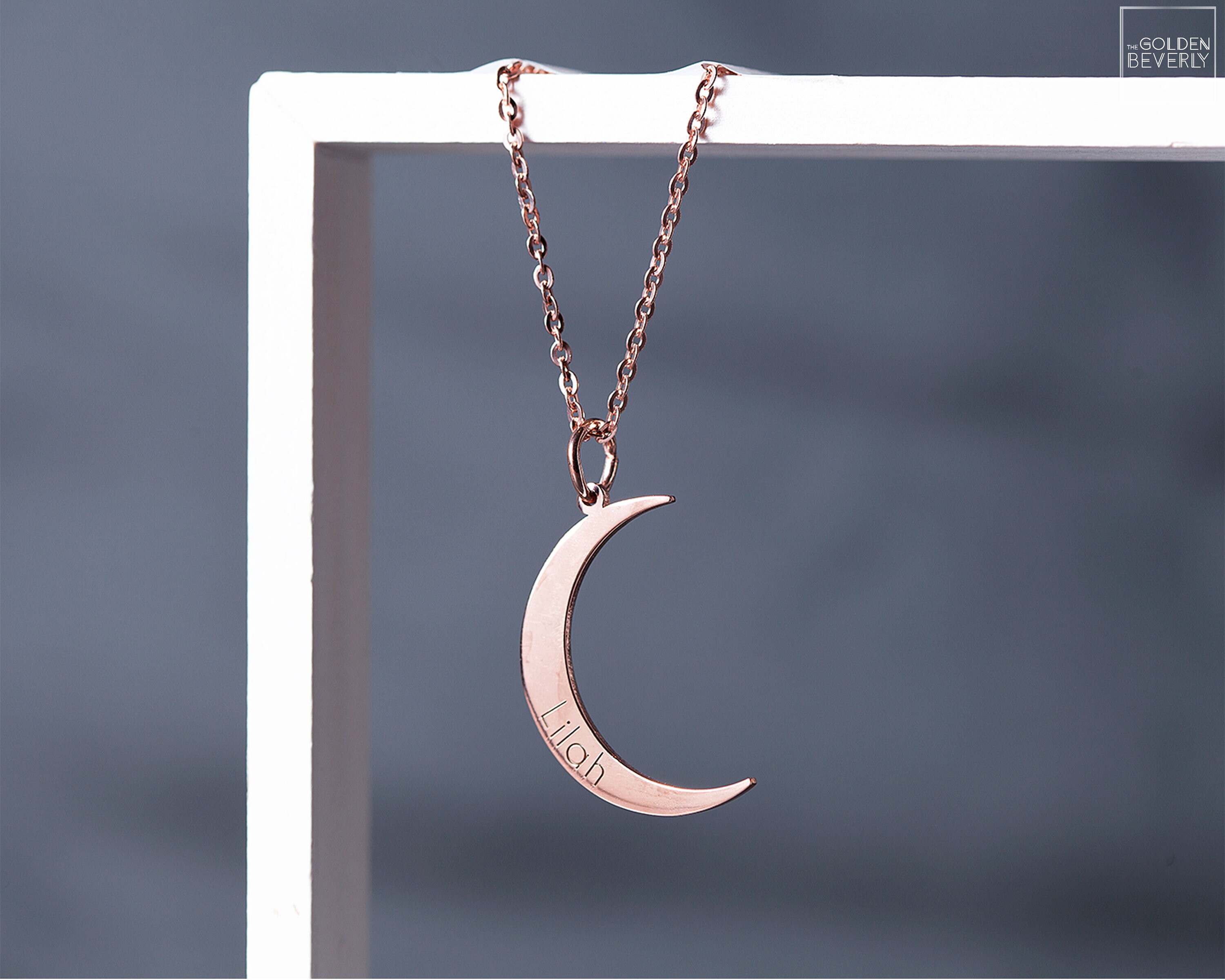 Moon Necklace - LUNA Necklace - Moon Name Necklace - Crescent Name ...