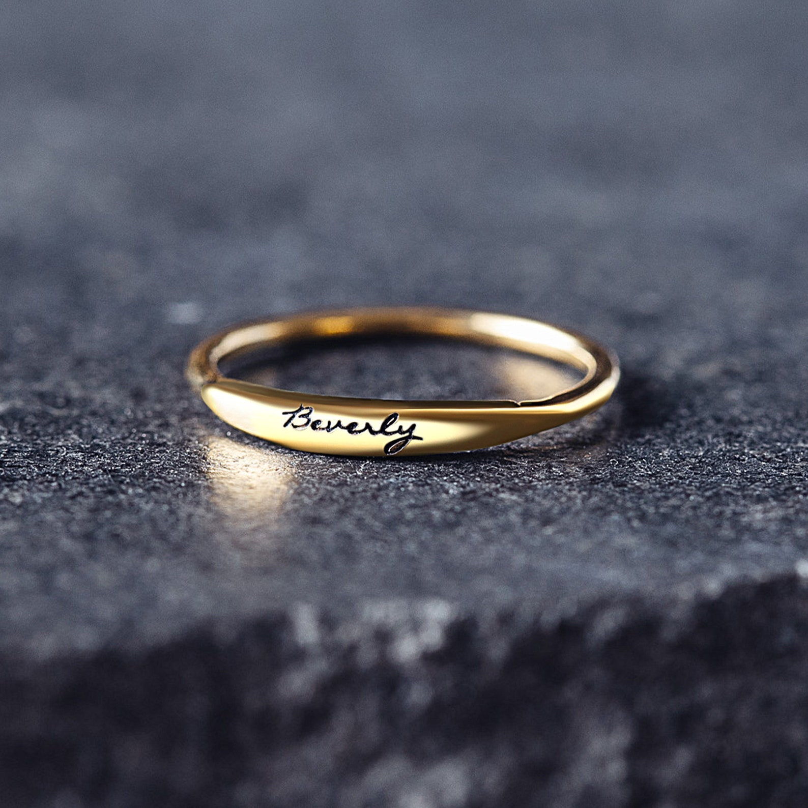 Stacking Minimalist Name Ring Dainty Name Ring Delicate - Etsy