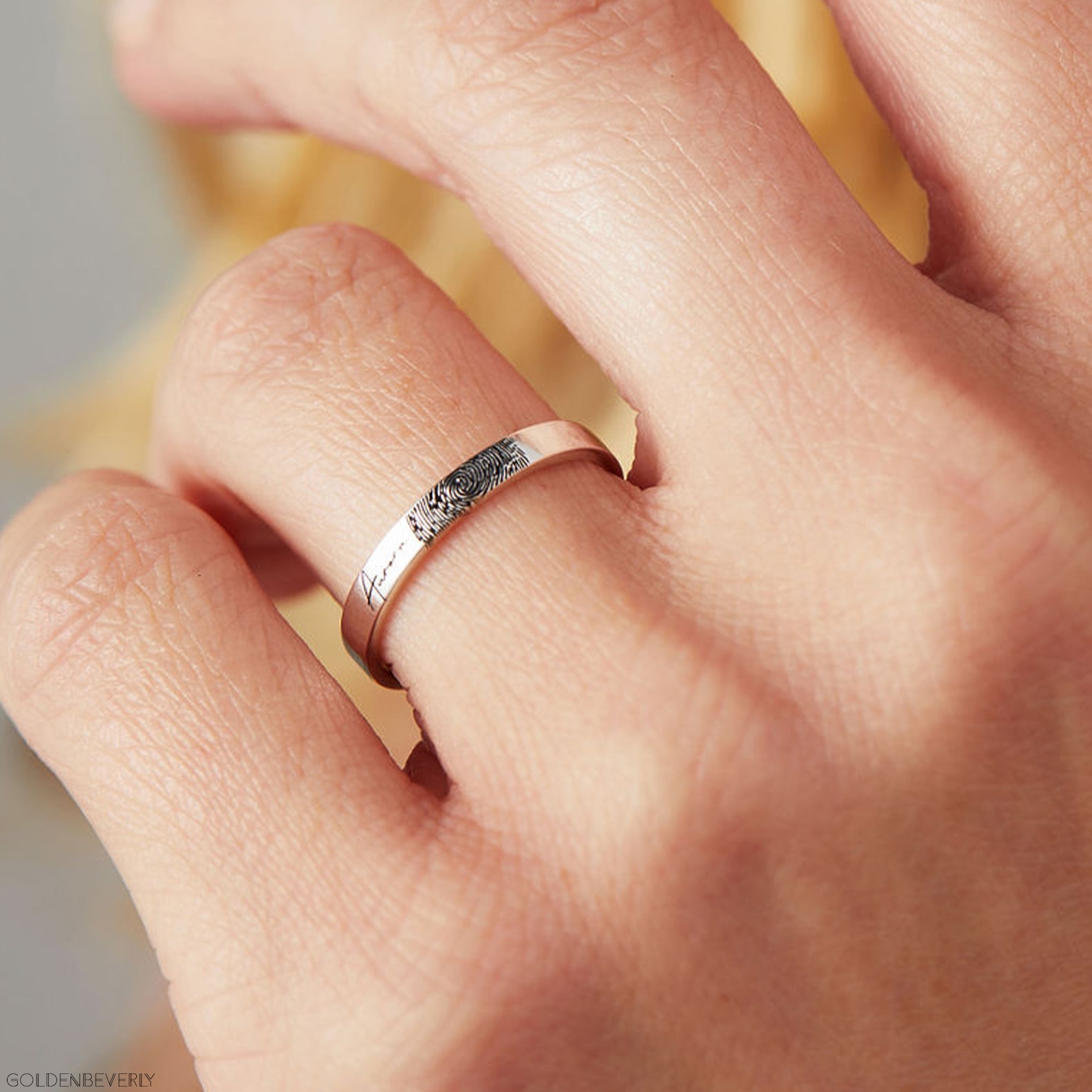 Personalized Finger Print Ring Stacking Signature Ring - Etsy