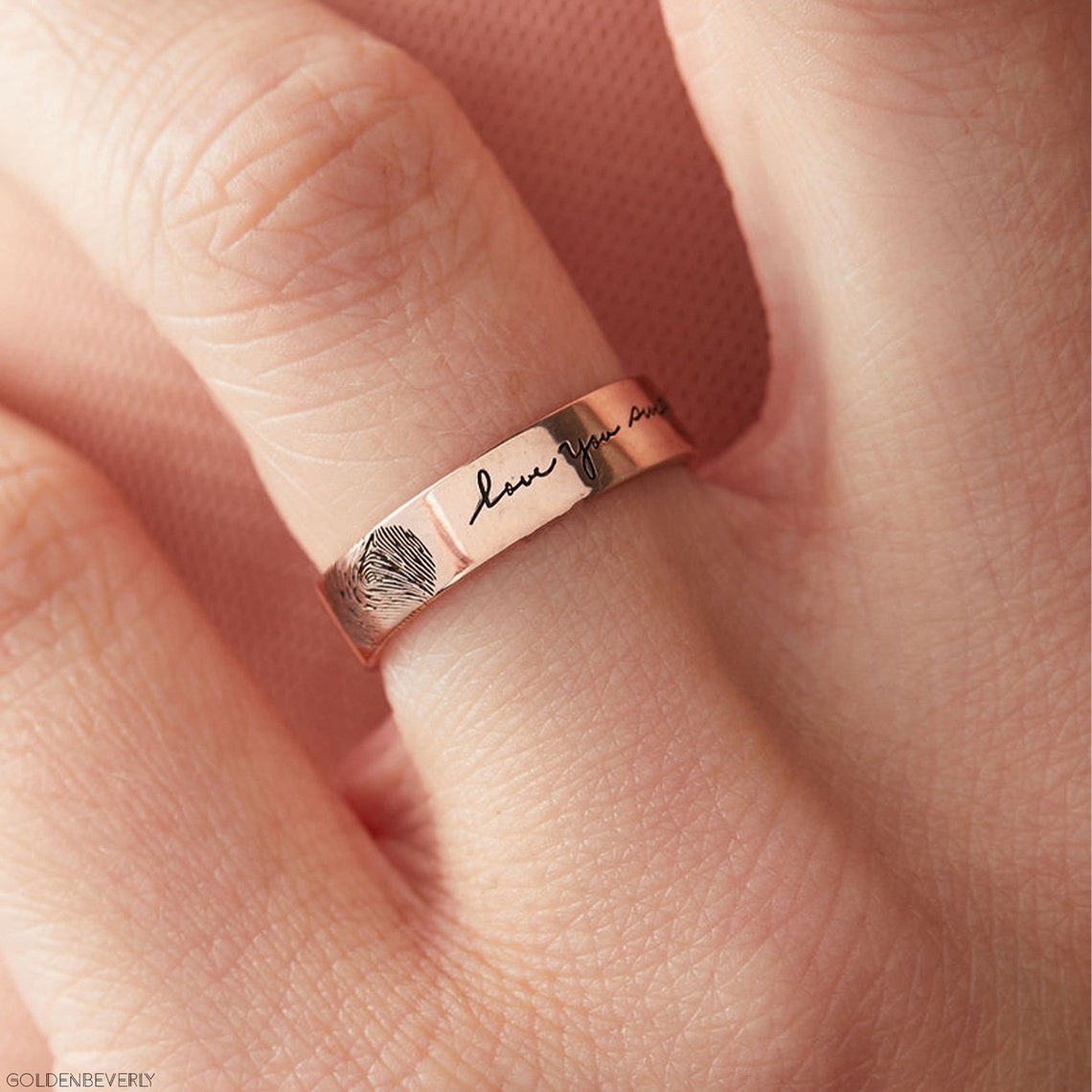 Personalized Finger Print Ring Stacking Signature Ring - Etsy