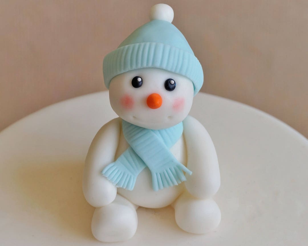 Fondant Snowman Cake Topper Snowman Topper Winter Cake - Etsy