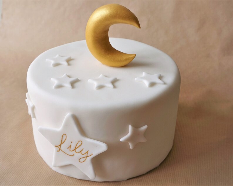Fondant Moon and Stars Cake Topper Set Twinkle Twinkle Little - Etsy