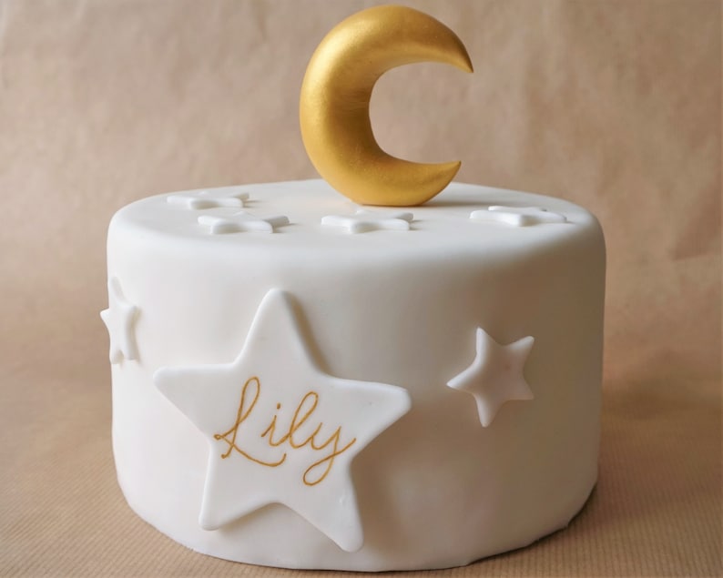 Fondant Moon and Stars Cake Topper Set Twinkle Twinkle Little - Etsy