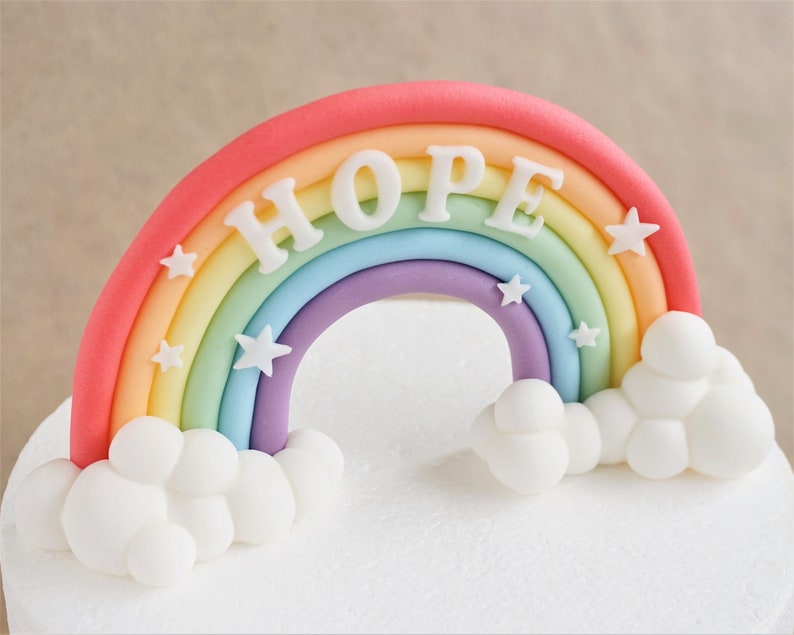 Fondant Rainbow Cake Topper Fondant Name Rainbow With Name - Etsy Australia