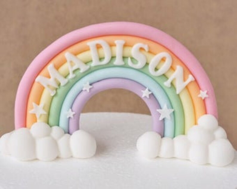 Fondant Rainbow Cake Topper Fondant Name Rainbow With Name - Etsy Australia