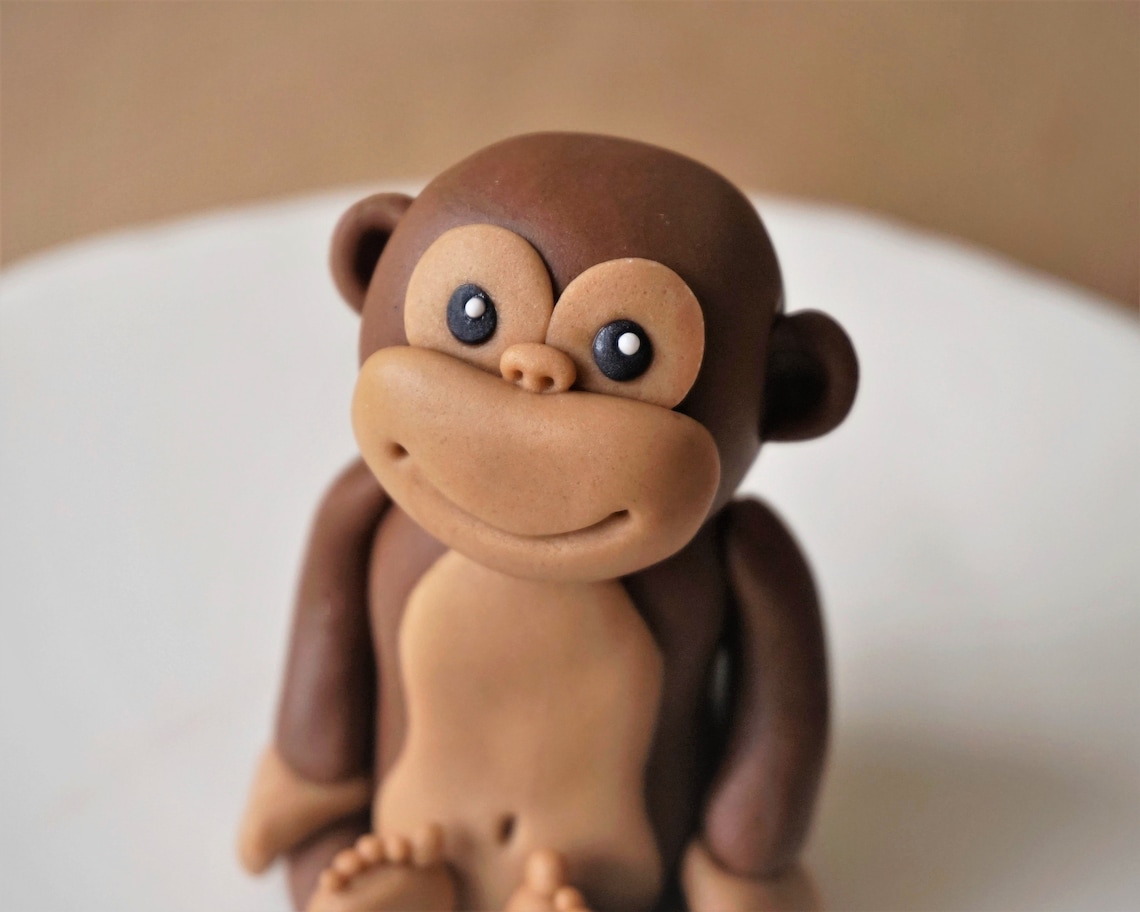 Fondant Monkey Cake Topper for First Birthday Party Fondant | Etsy