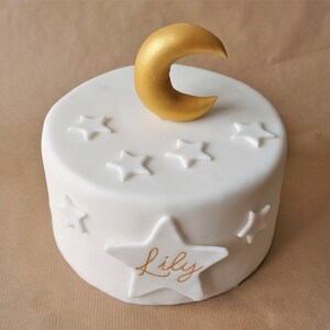 Fondant Moon and Stars Cake Topper Set Twinkle Twinkle Little - Etsy