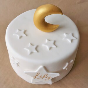 Fondant Moon and Stars Cake Topper Set Twinkle Twinkle Little - Etsy
