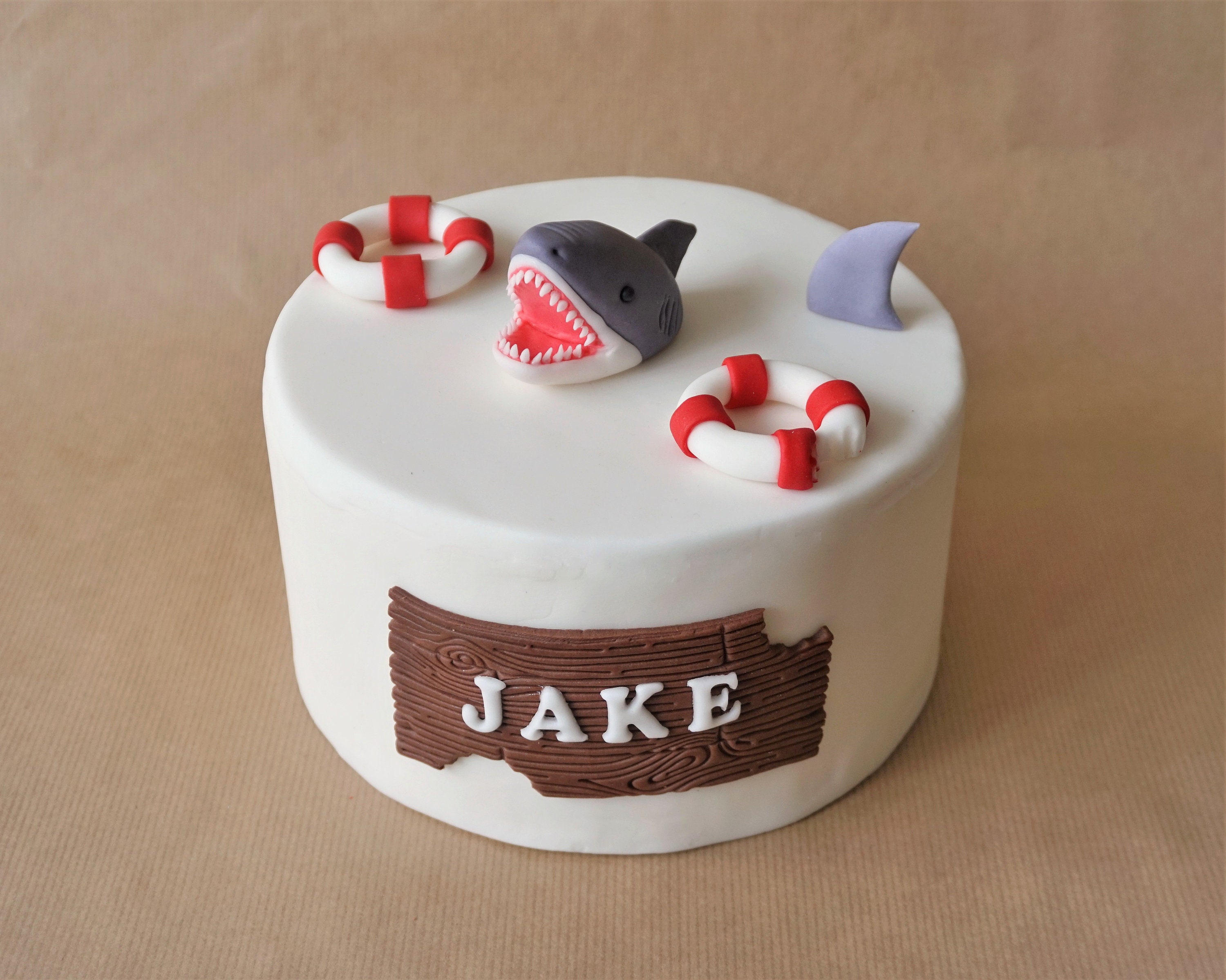 Fondant Shark Cake Topper Set Grey Shark Fin Topper Shark | Etsy