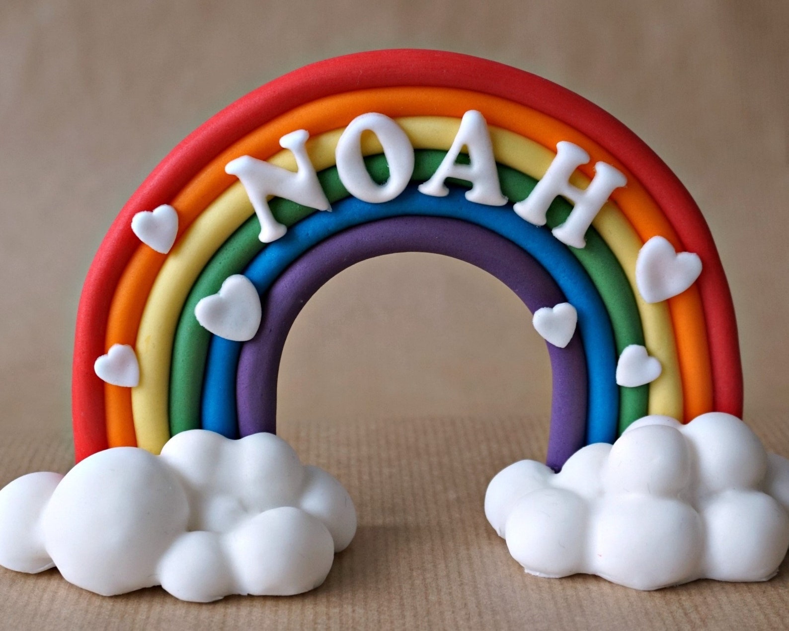 Fondant Rainbow Cake Topper Rainbow With Name Personalized - Etsy