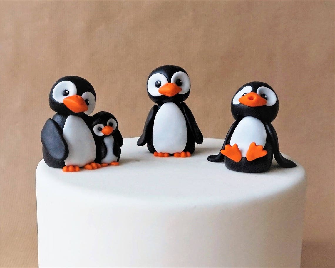 Fondant Penguin Cake Topper Penguin Topper Winter Topper | Etsy