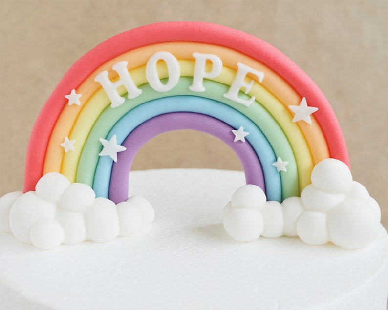 Fondant Rainbow Cake Topper Fondant Name Rainbow With Name - Etsy Australia