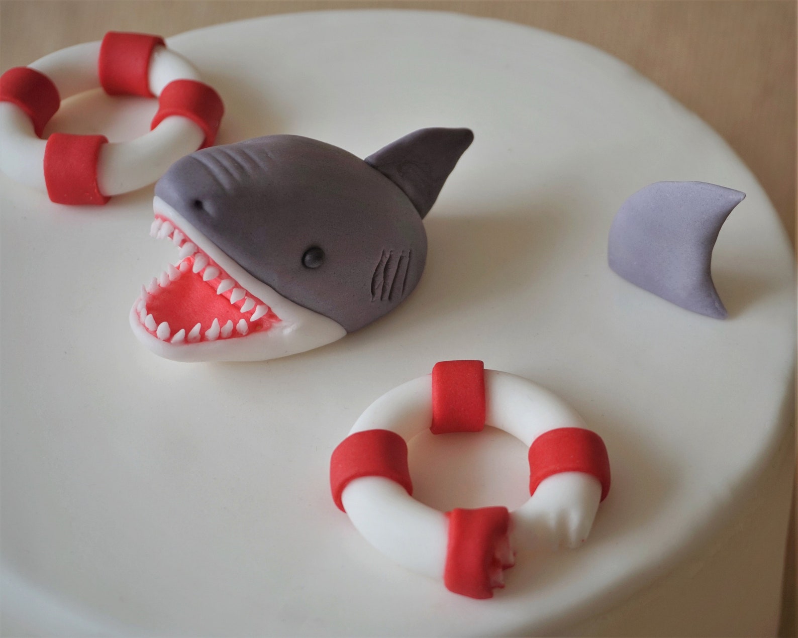 Fondant Shark Cake Topper Set Grey Shark Fin Topper Shark | Etsy