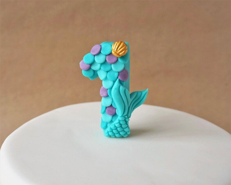 Fondant Mermaid Number 1 Cake Topper Mermaid Theme Number One - Etsy