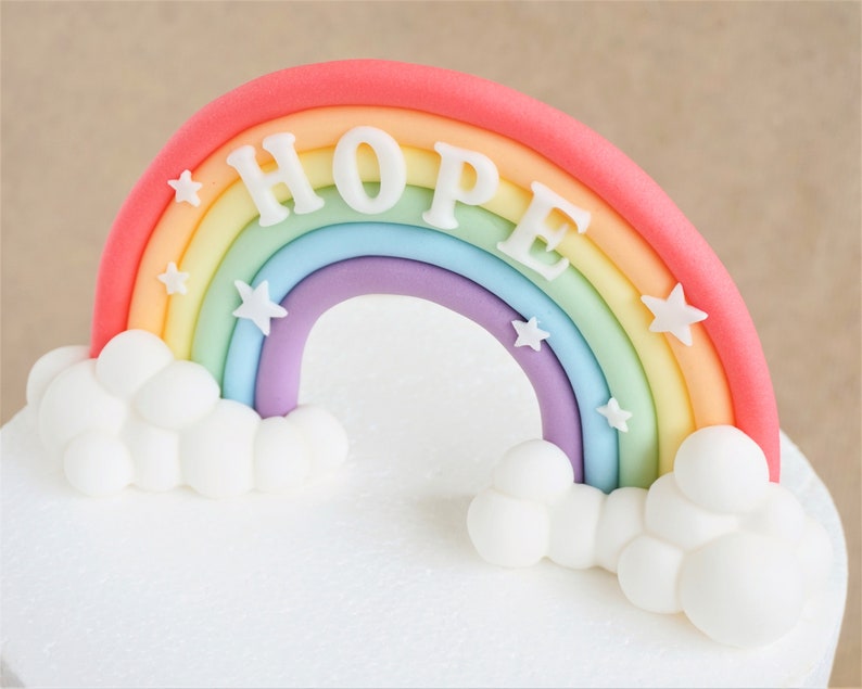 Fondant Rainbow Cake Topper Fondant Name Rainbow With Name - Etsy Australia