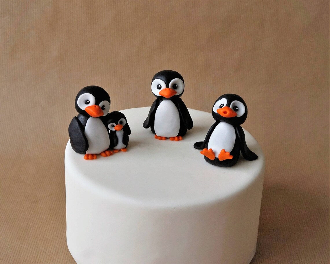 Fondant Penguin Cake Topper Penguin Topper Winter Topper | Etsy