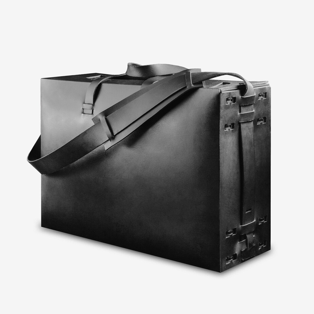 The CONTINENT Black Leather Case Suitcase Luggage - Etsy
