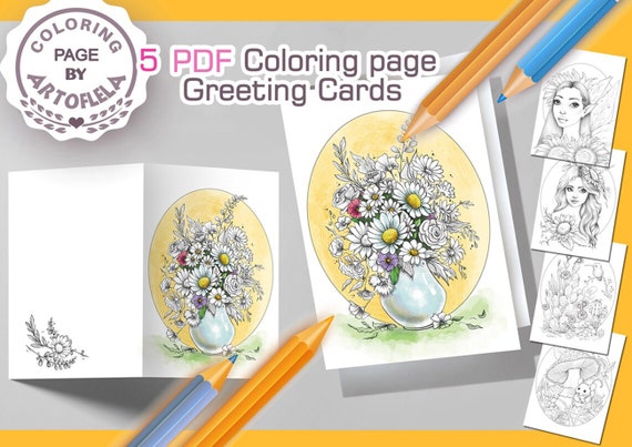Coloring Page Greeting Card to Download Printable Adult - Etsy