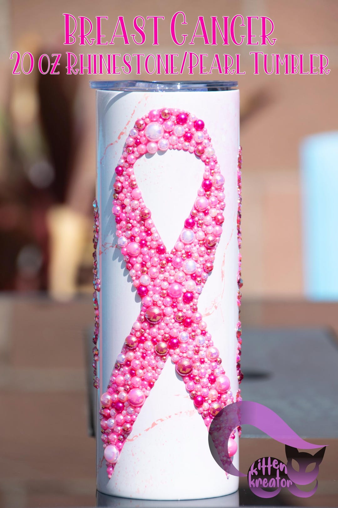 20 Oz Breast Cancer Awareness Rhinestone & Pearls Tumbler - Etsy