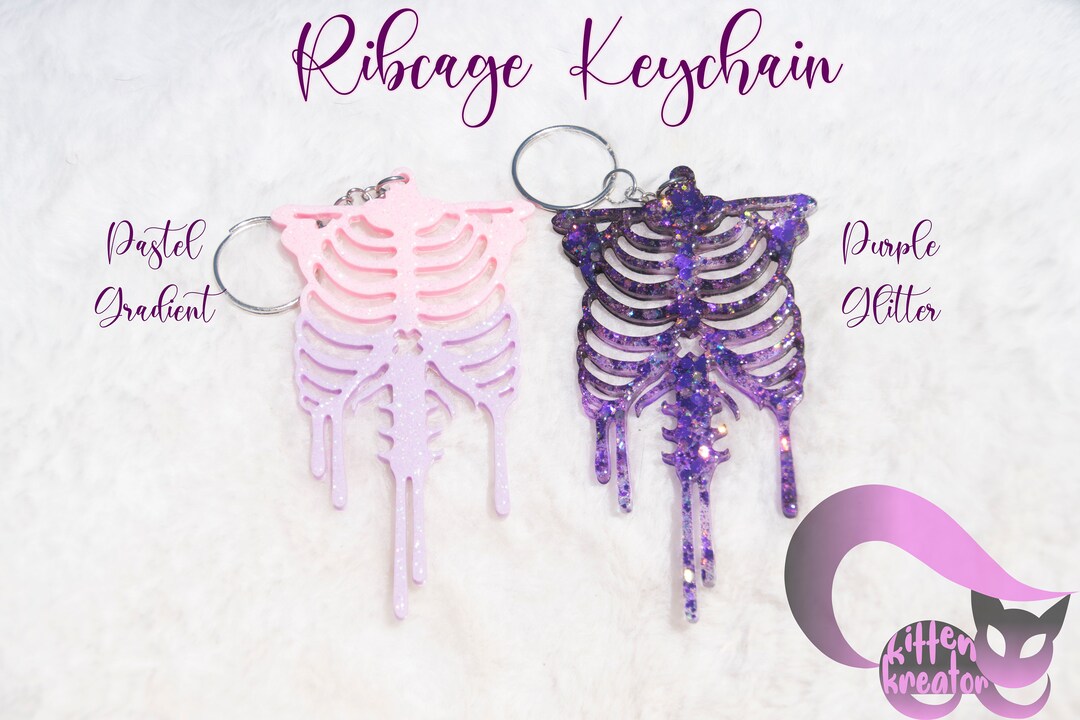 Macabre Bloody Dripping Ribcage Keychains - Etsy