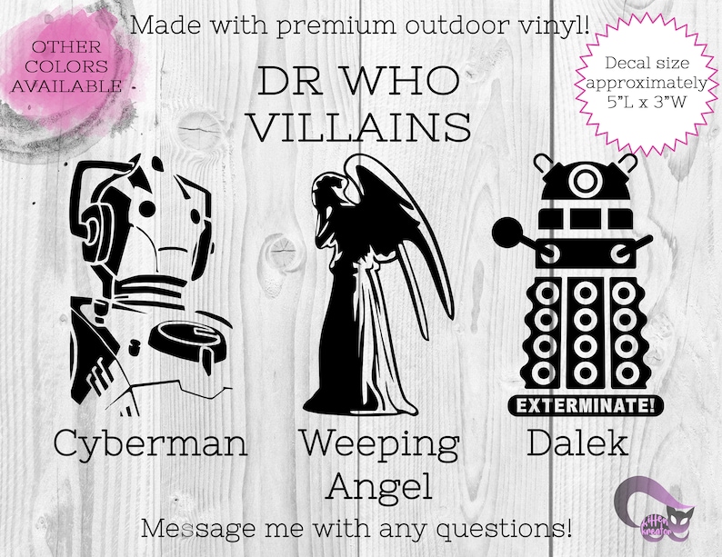 Dr Who Villains Cybermen Weeping Angels Daleks Vinyl Decal - Etsy