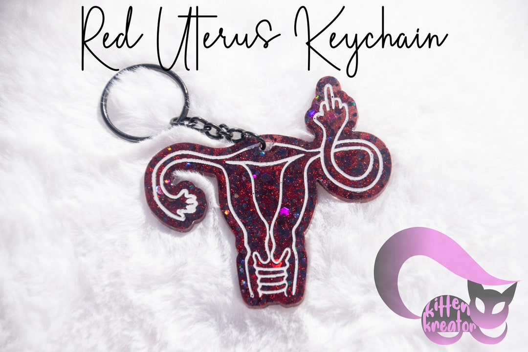 Uterus Flipping off Feminist Glitter Keychain - Etsy