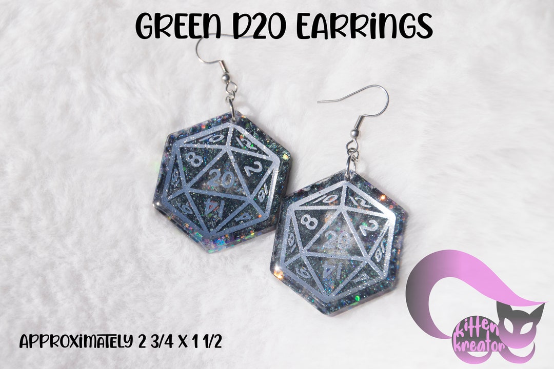 D20 Dnd Gaming Glitter Dice Earrings - Etsy