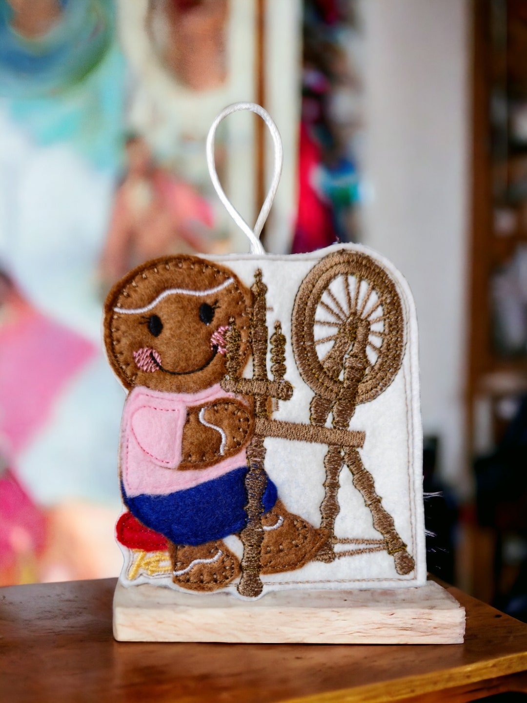 Spinning Wheel, Sewing Machinist Gingerbread Lady, Hanging Decoration ...