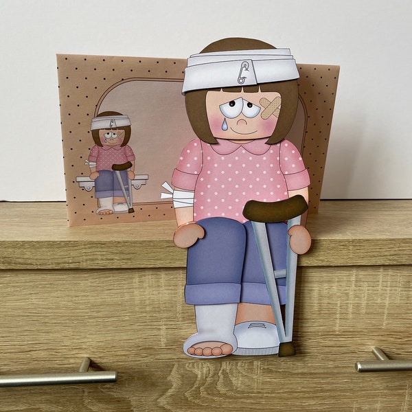 Card With Crutches Get Well - Etsy UK