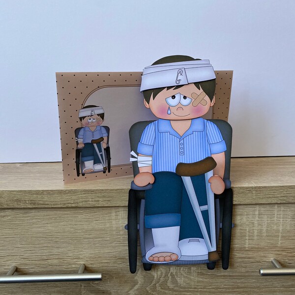 Card With Crutches Get Well - Etsy UK