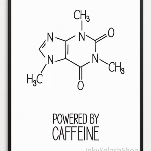 Coffee Print Powered by Caffeine Molecule Poster Kitchen Decor - Etsy