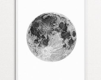 Moon Ink Drawing - Etsy