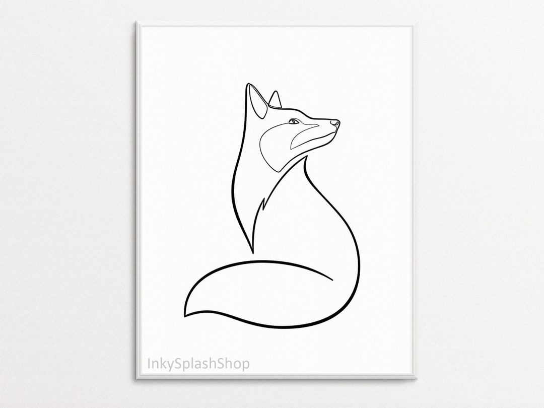 Fox Printable Art Minimalist Continuous Line Drawing Modern - Etsy