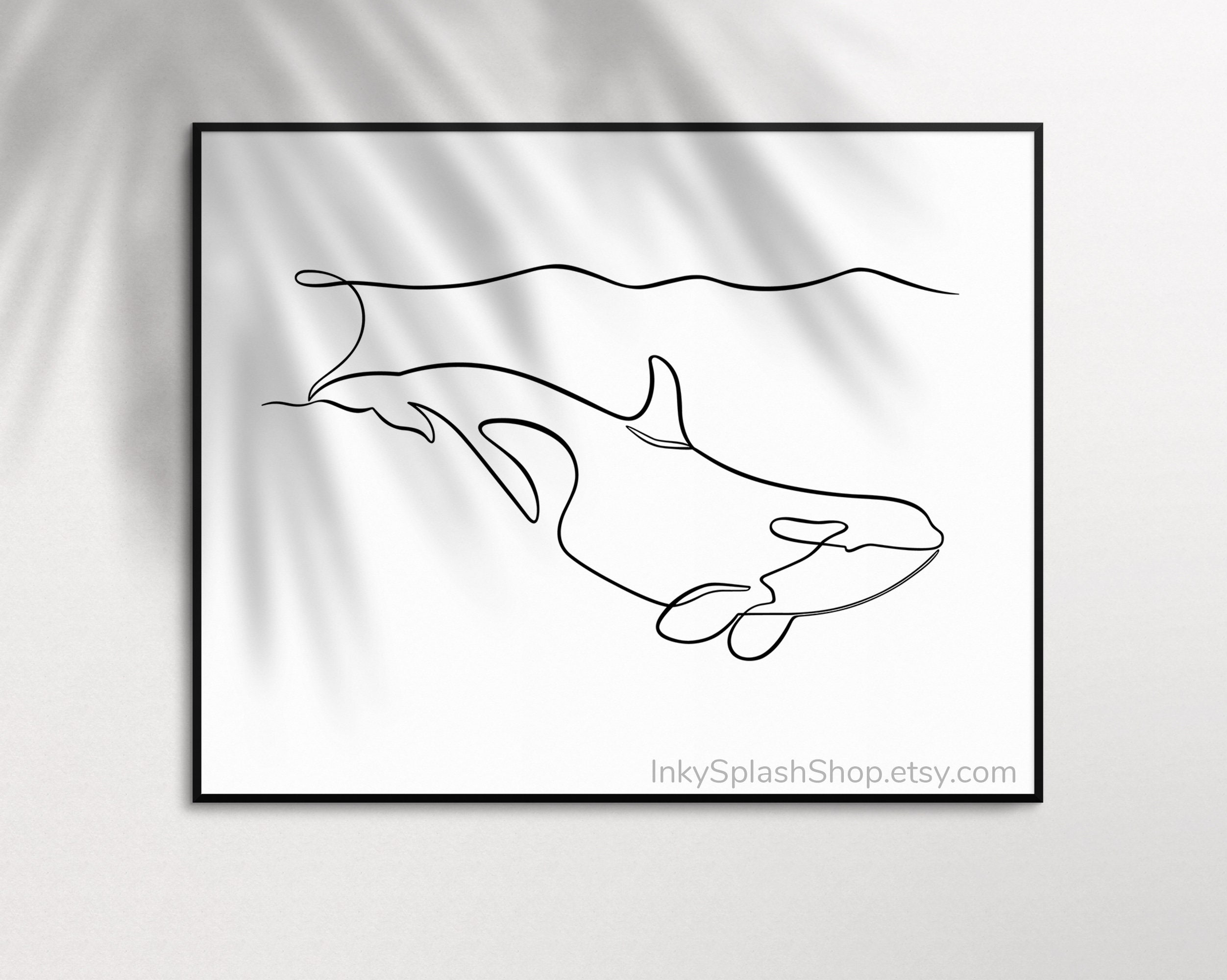 Orca Wall Art Printable Killer Whale Minimal Print Ocean Animal One ...