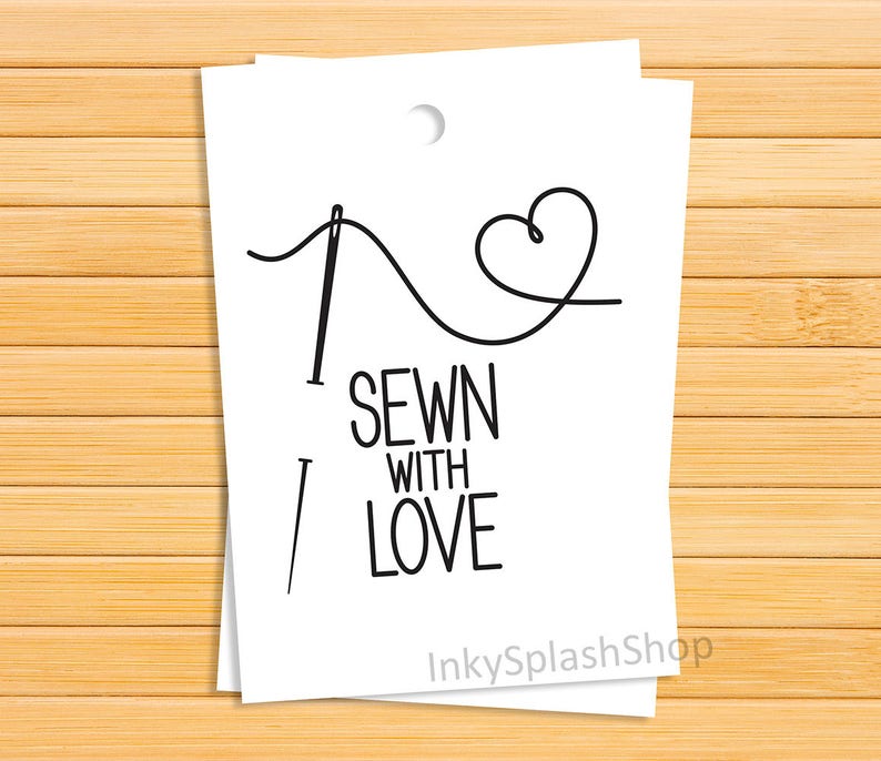 Sewn With Love Tags Printable. Made With Love Product Tags. - Etsy
