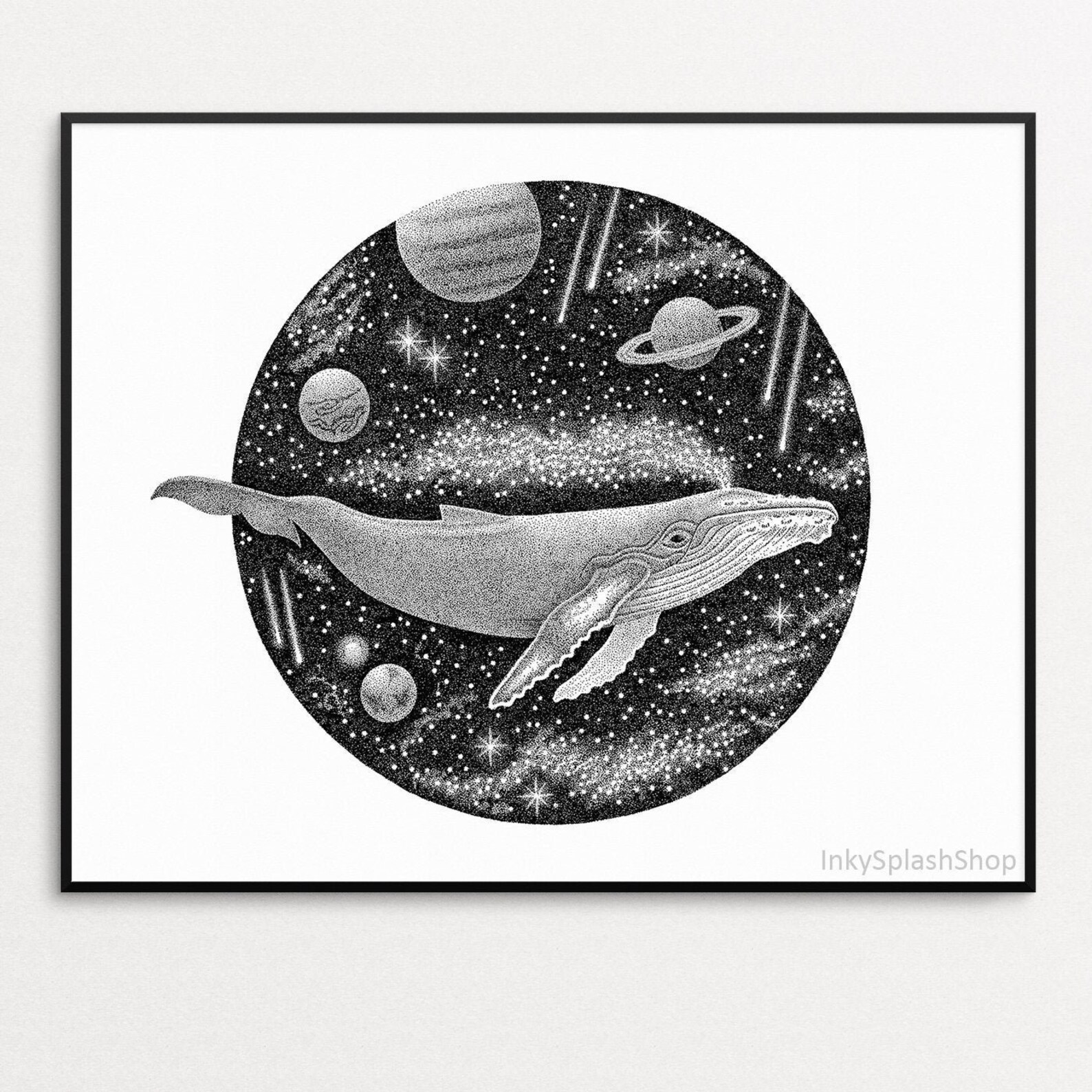 Surreal Space Art Cosmic Whale Illustration Printable Humpback Whale ...