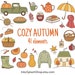 Cozy Autumn Clip Art Fall Leaves, Pumpkins Doodles Harvest Season ...