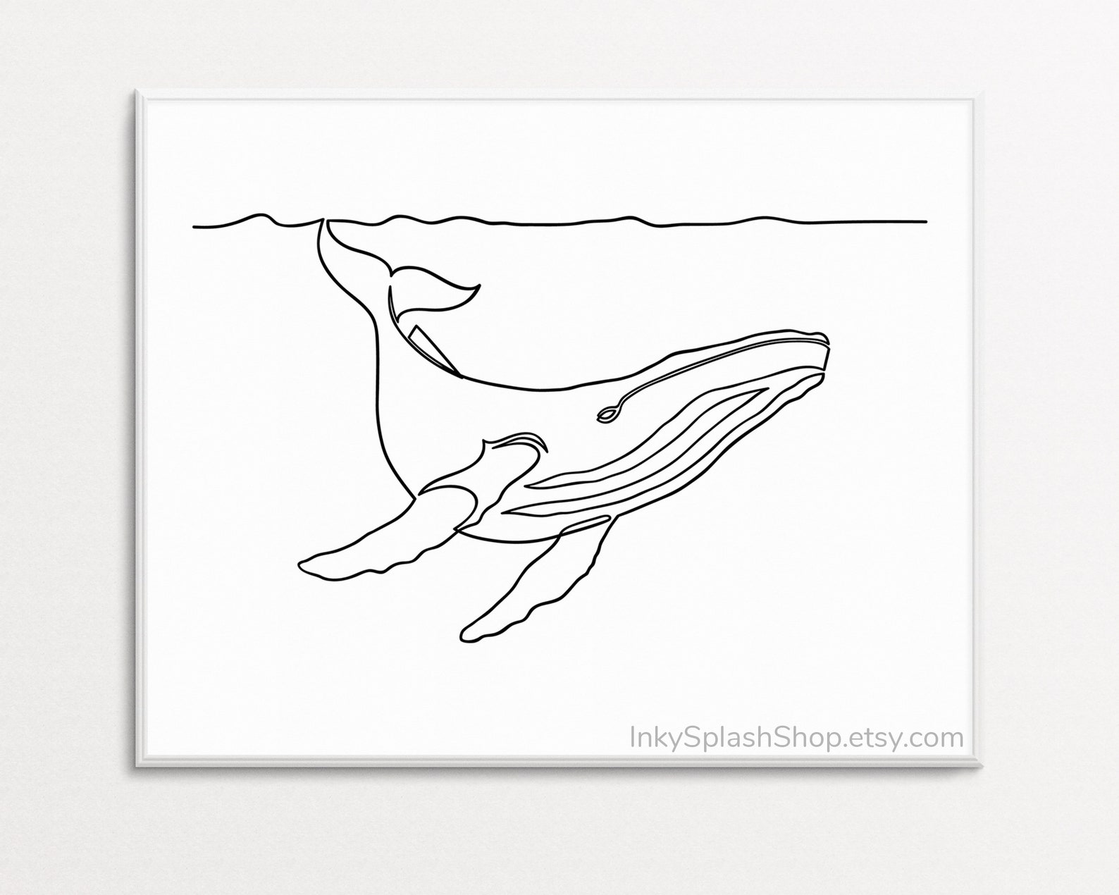 Whale One Line Art Printable Simple Ocean Animal Print Humpback Whale ...