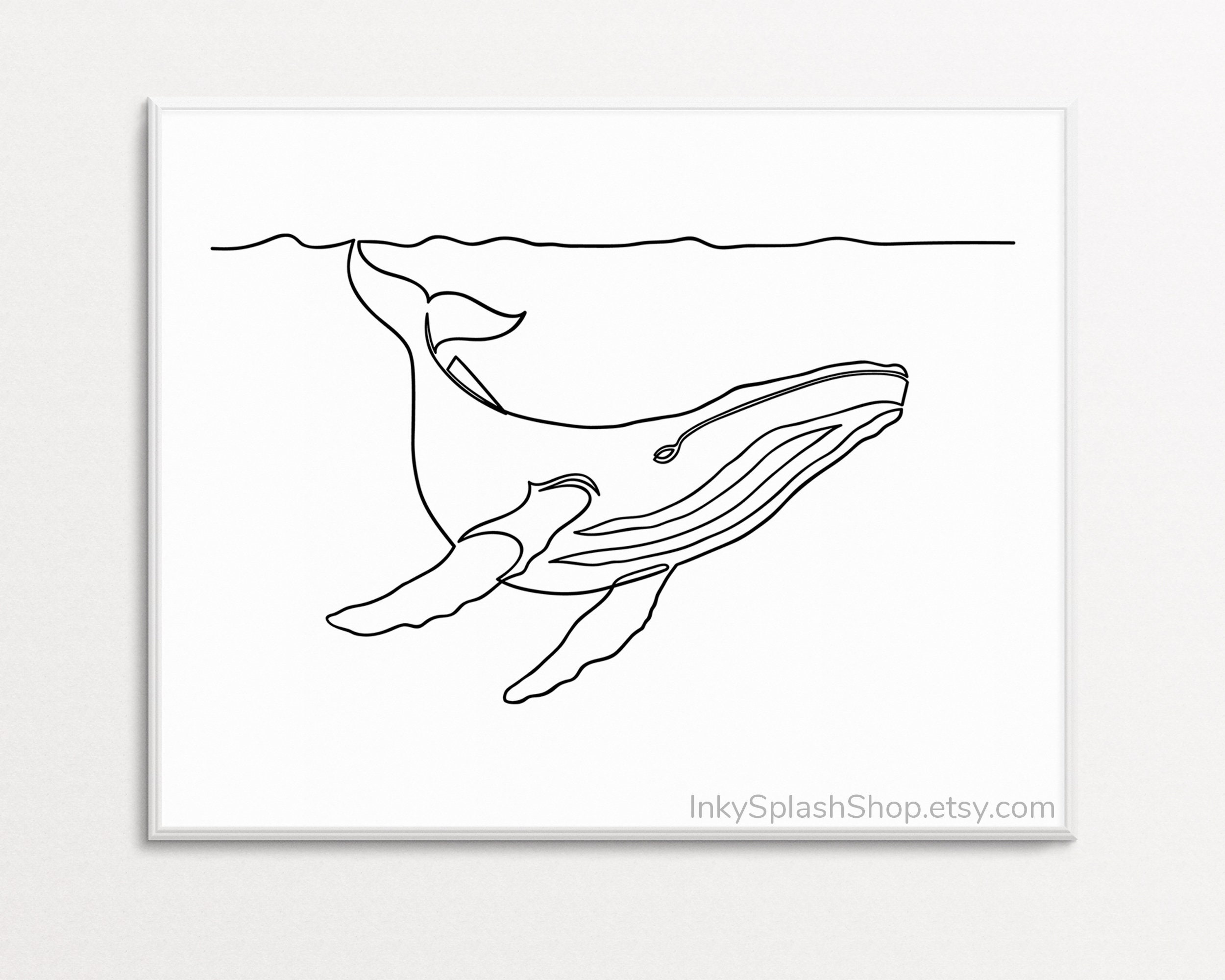 Whale One Line Art Printable. Simple Ocean Animal Print. Minimalist Sea ...