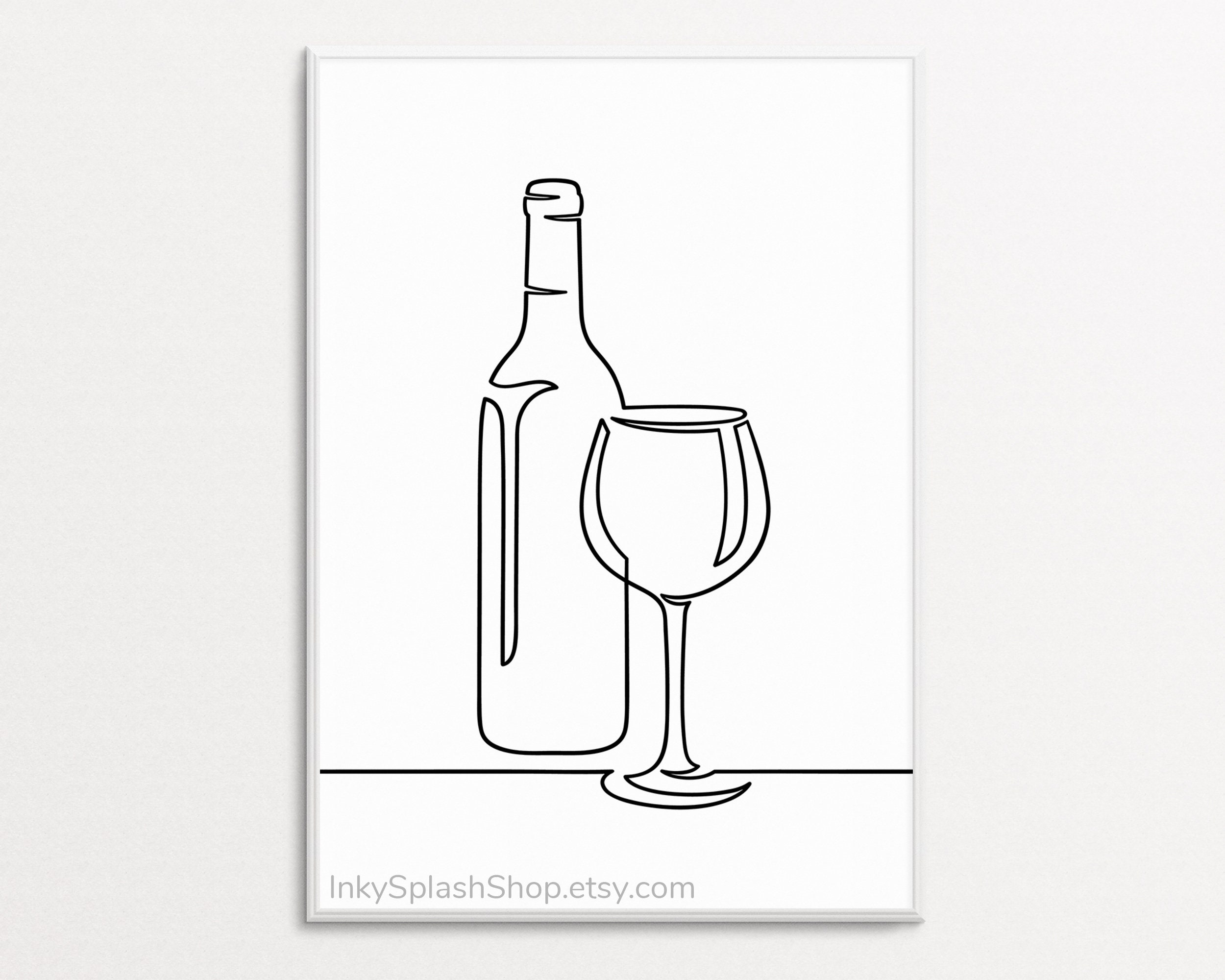 Wine Glass Bottle Drawing