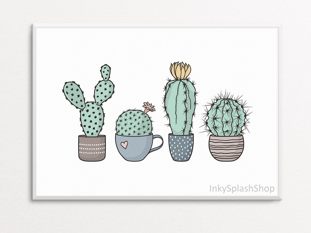 Cactus Pots Print House Plants Printable Wall Art Cacti Flower - Etsy