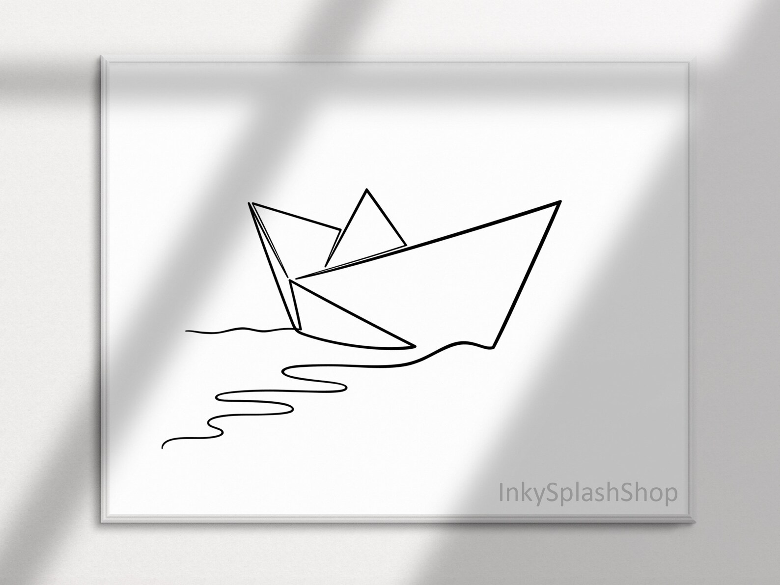 Paper Boat Line Art Printable Minimalist Origami Print Modern - Etsy