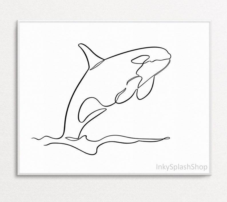 Orca Continuous Line Drawing Killer Whale Minimalist Art - Etsy