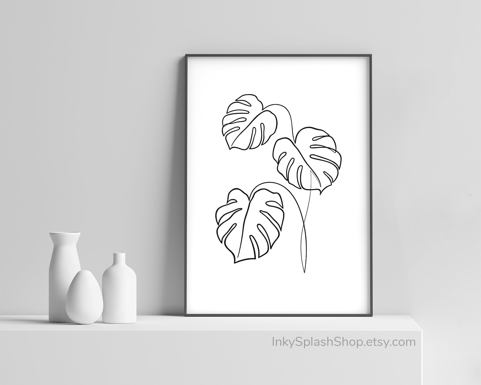 Monstera One Line Drawing Printable. Minimalist Tropical Leaves Print ...