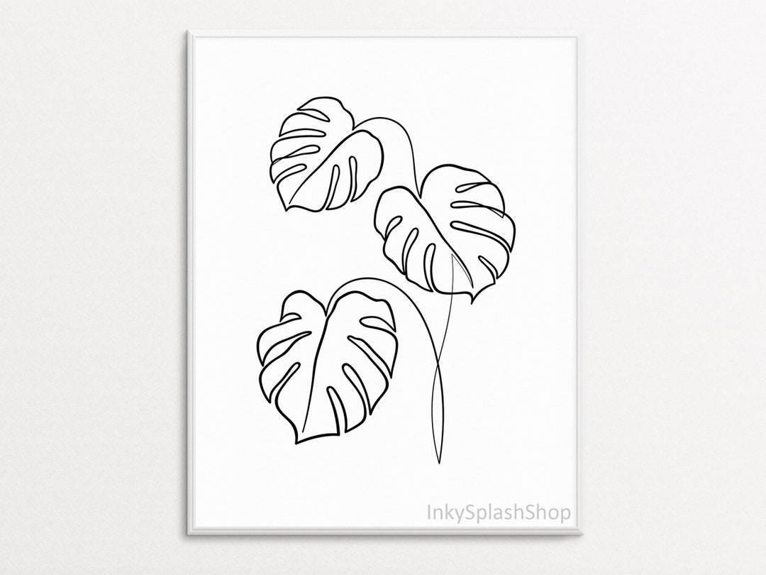 Monstera One Line Drawing Printable Minimalist Botanical Print - Etsy
