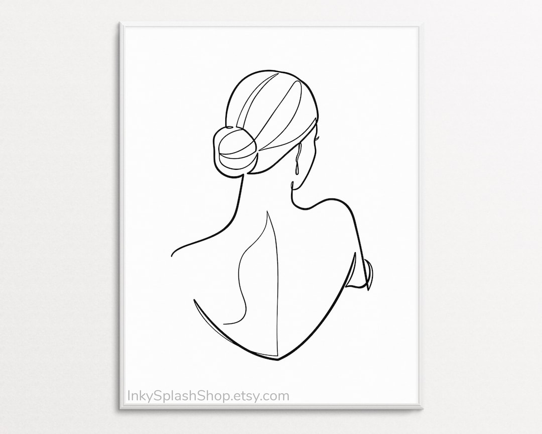 Woman Line Drawing Printable Female Figure Back View Art Print Sensual ...