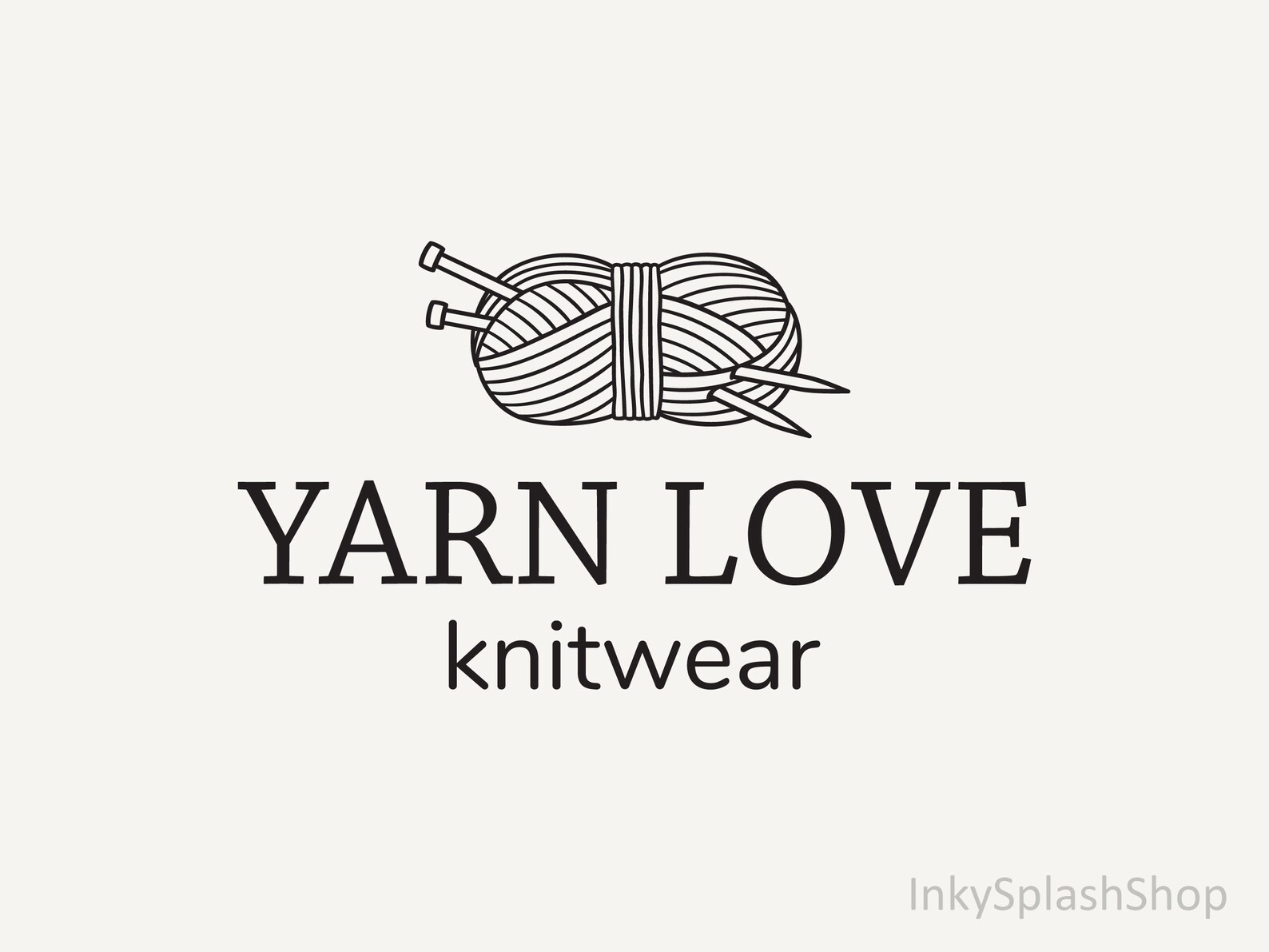 Premade Yarn Logo Knitting Needles & Skein Logo Personalized Logo for ...
