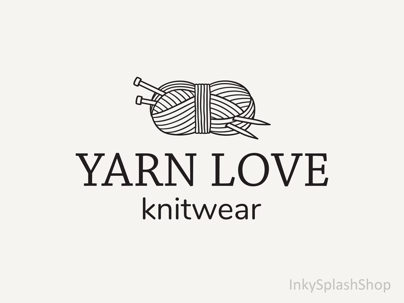 Premade Yarn Logo Knitting Needles & Skein Logo Personalized Logo for Hand Knitted Items ...