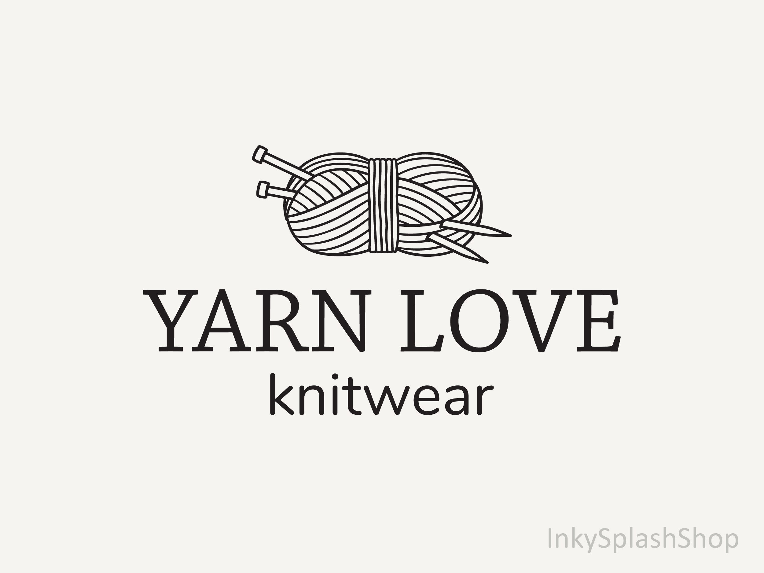 Premade Yarn Logo Knitting Needles & Skein Logo Personalized Logo for ...