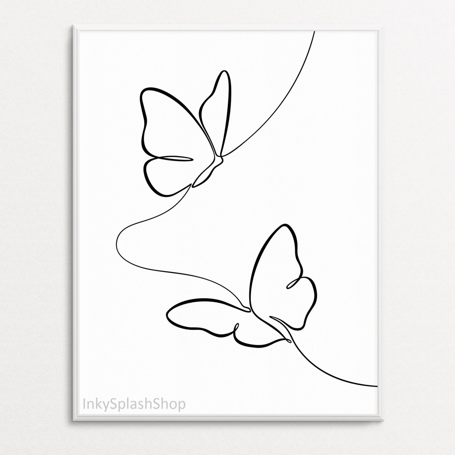 Minimalist Butterfly Print Two Butterflies Flying Continuous - Etsy